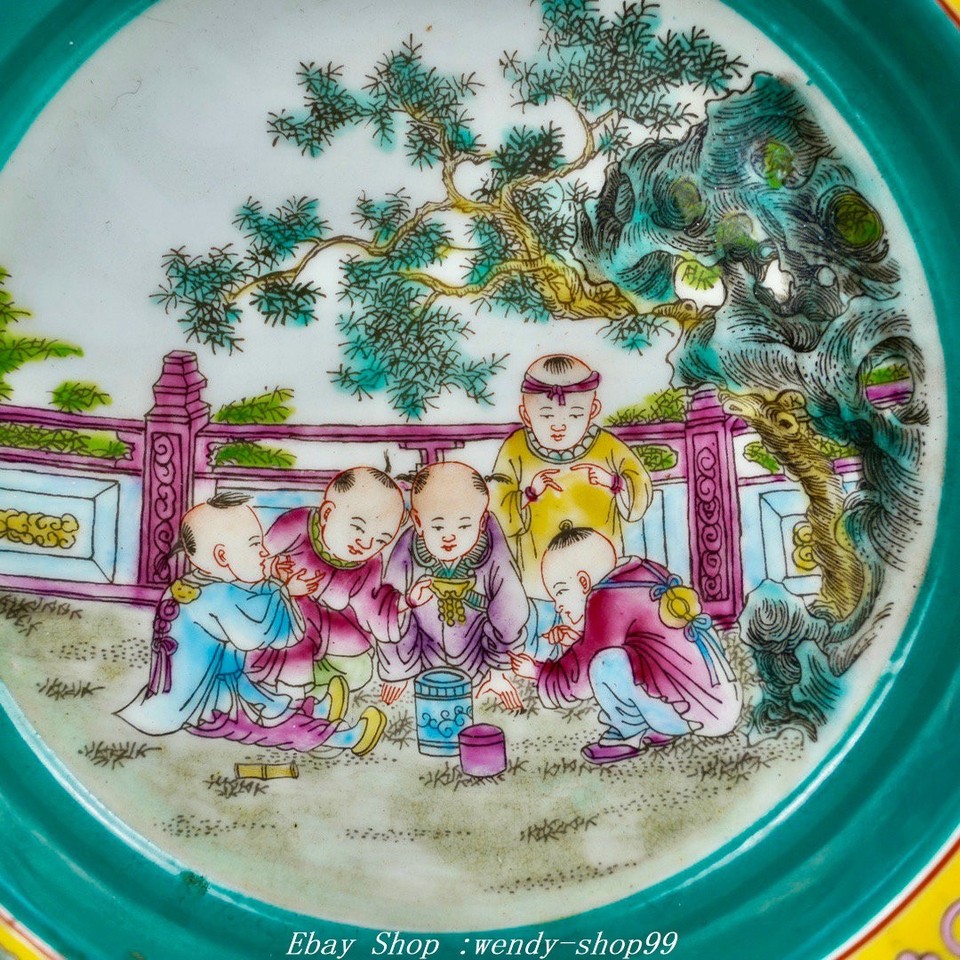 8.2"Old Qianlong Enamel Color Porcelain Gilt Tongzi Dragon Beast Pen ...