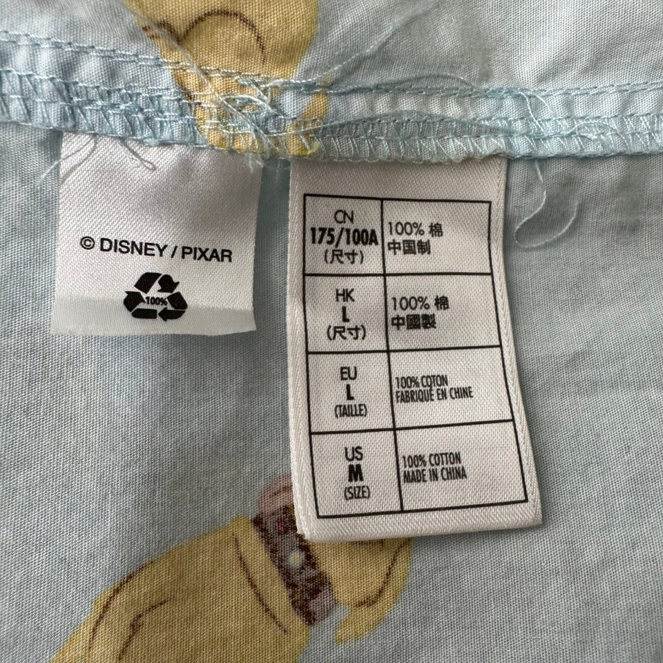 Disney Pixar Light Blue Yellow Dog Print Short Sleeve Button Up Shirt ...