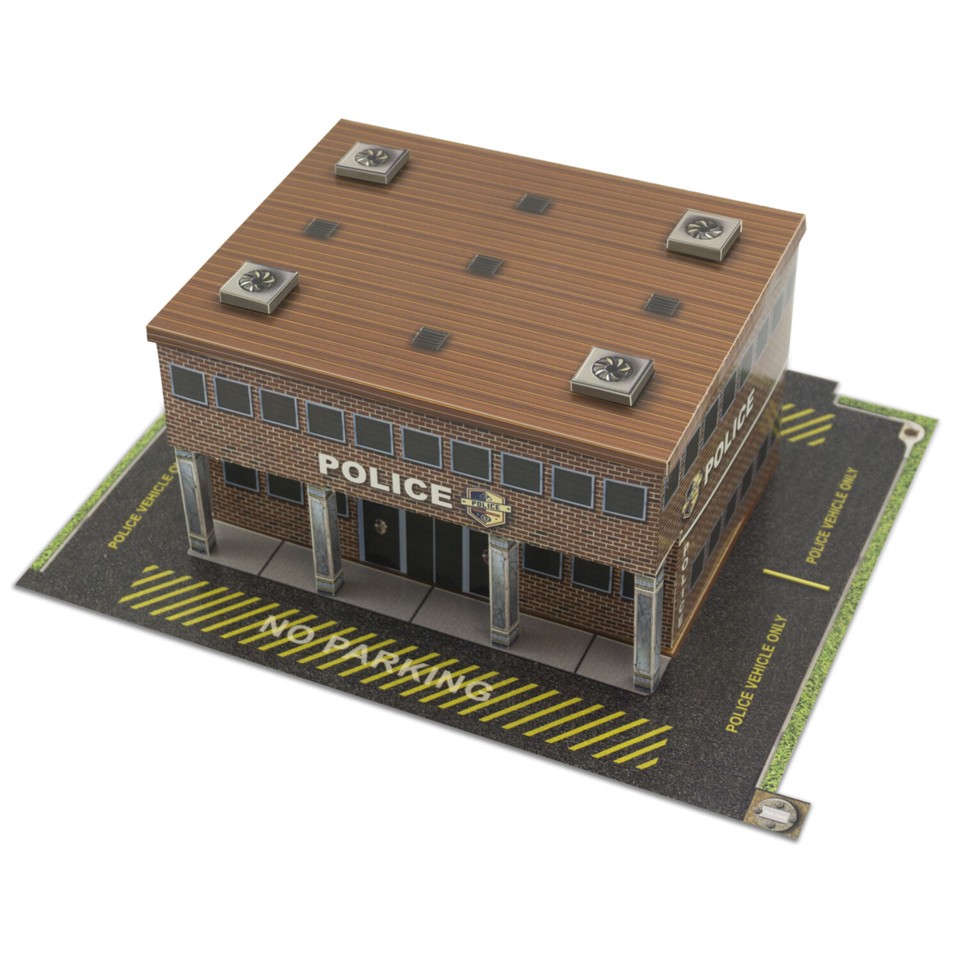 1/64 Slot Car HO Police Station Diorama Building Kit Fits AFX, Aurora ...