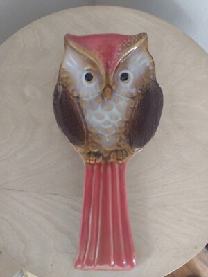 Ceramic Owl Spoon Rest Red and Brown Gorgeous unbranded Vintage style 9 ...