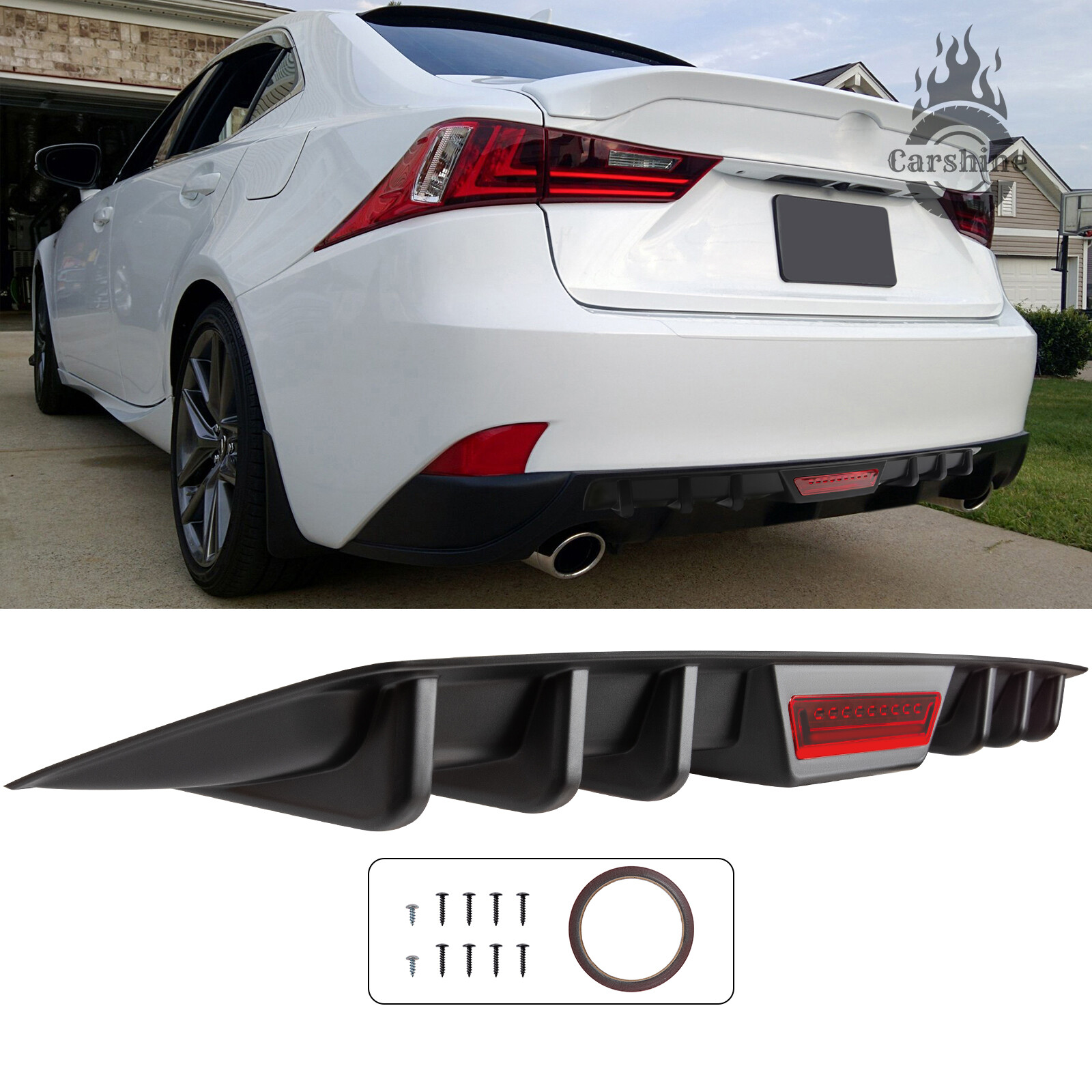 For Lexus IS200t IS 250 300 350 F Rear Bumper Diffuser Shark Fins ...