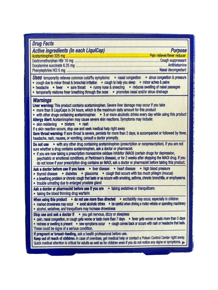 Vicks Max Strength Nyquil Severe Cold and Flu, 32 LiquiCaps EXP 03/25 ...