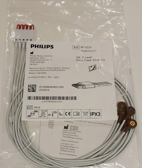 Philips M1602A 5 Lead Snap Chest Leads for sale online | eBay