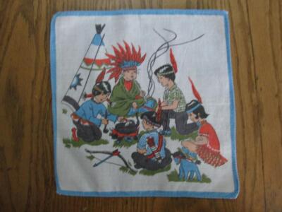 Mid-Century Vintage German Childs Handkerchief - 8" -Children Playing ...