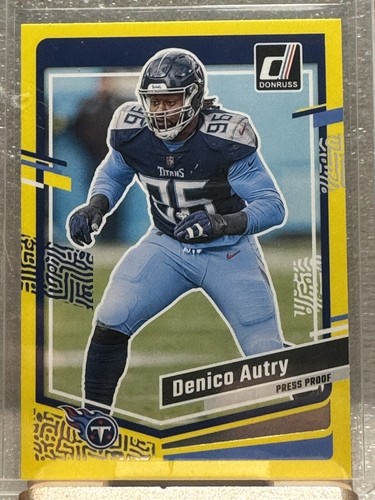 Denico Autry Yellow Press Proof 2023 Donruss Football #283 Tennessee ...