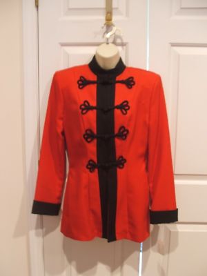 new in pkg FREDERICK'S red/black military frog closure jacket made in ...