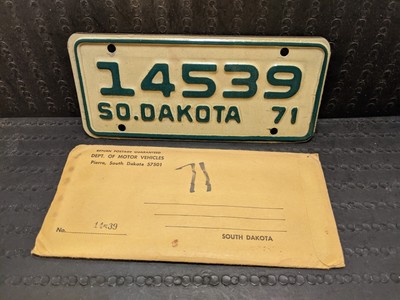 1971 SOUTH DAKOTA MOTORCYCLE LICENSE PLATE ........ (14539) | eBay