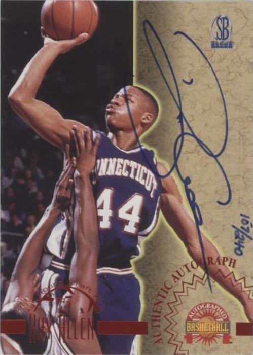 1996-97 Score Board Autographed Basketball - Autographs Ray Allen Red ...