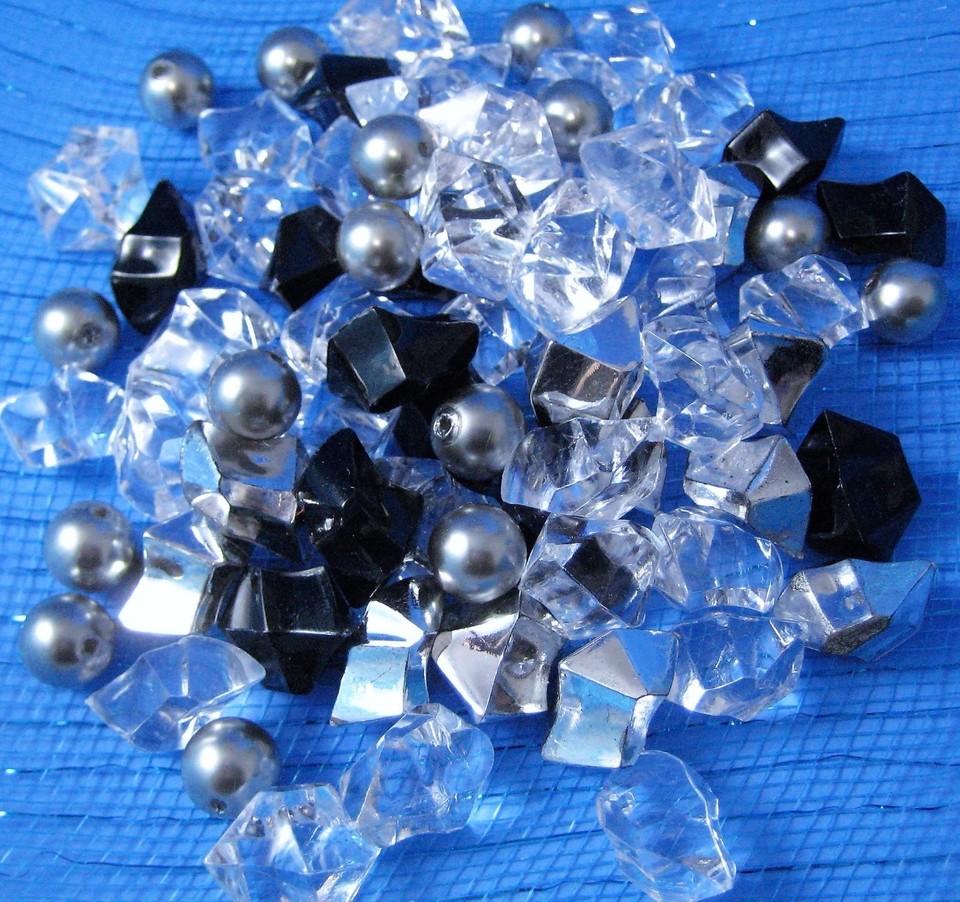 Decorative Bowl Fillers Table Scatters Acrylic Clear Black Silver 6 ...