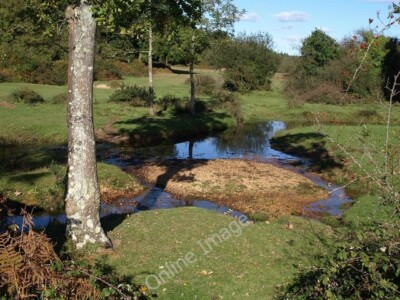 Photo 6x4 Linford Brook Ringwood/SU1505 Looking upstream from a bridge ...