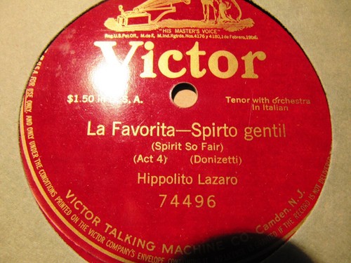 1916 Spanish Tenor Hipolito LAZARO High C FAVORITA Spirto Gentil VICTOR ...