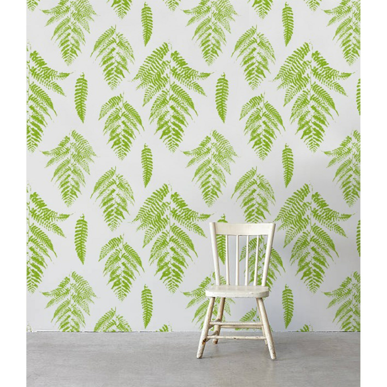 Removable wallpaper Lime Fern Leaves Green ornament Pattern Floral | eBay