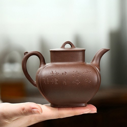 traditional craft tea pot handmade carved true yixing zisha dicaoqing ...