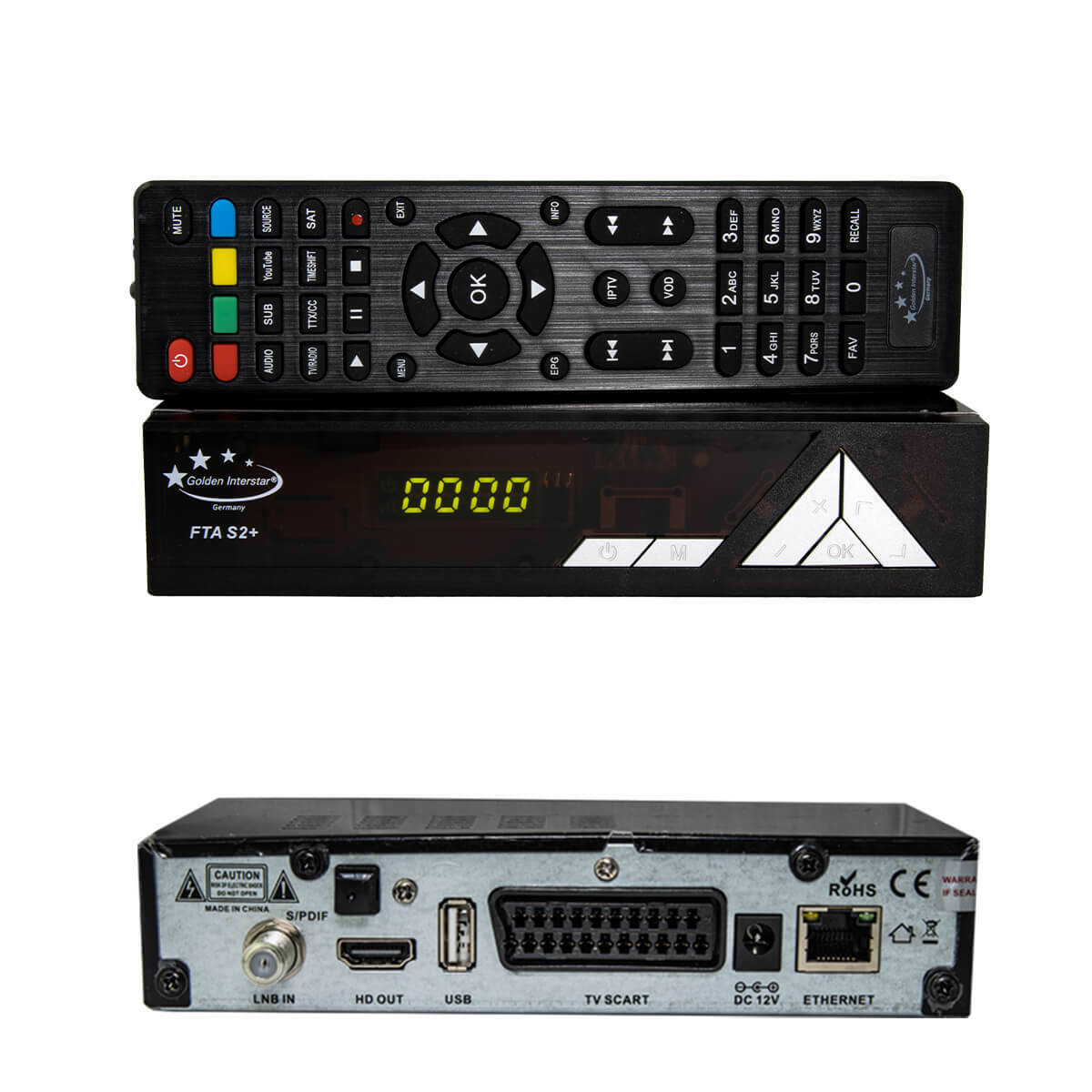 HDTV Digital SAT Receiver GI FTA S2+ Schwarz USB Scart LAN DVB-S2 1080p ...