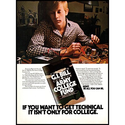 1986 US Army Recruiting GI Bil Vintage Print Ad Electronics Vocational ...