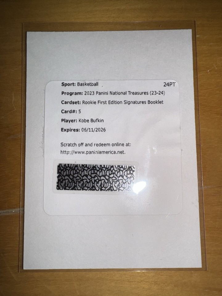 2023 National Treasures #5 Kobe Bufkin Rookie Redemption Auto ...