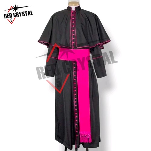 Church Roman Cassock Adult Clergy Robe Cassock Soutane with Pink Belt ...