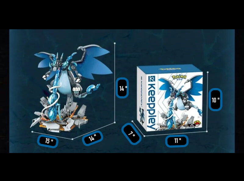 Official Pokémon LARGE Mega Charizard & Ash Greninja Building Block ...