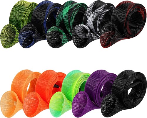 10PCS Fishing Rod Cover Sleeve Braided Mesh Rod Sock Protector Pole ...
