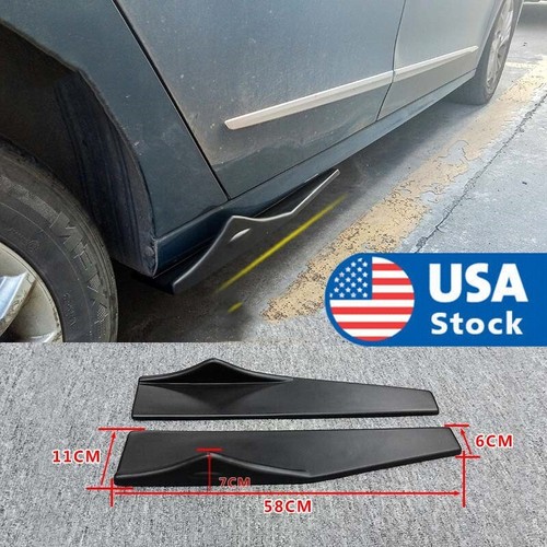2X Universal Car Side Skirt Rocker Splitters Black Winglet Canard ...