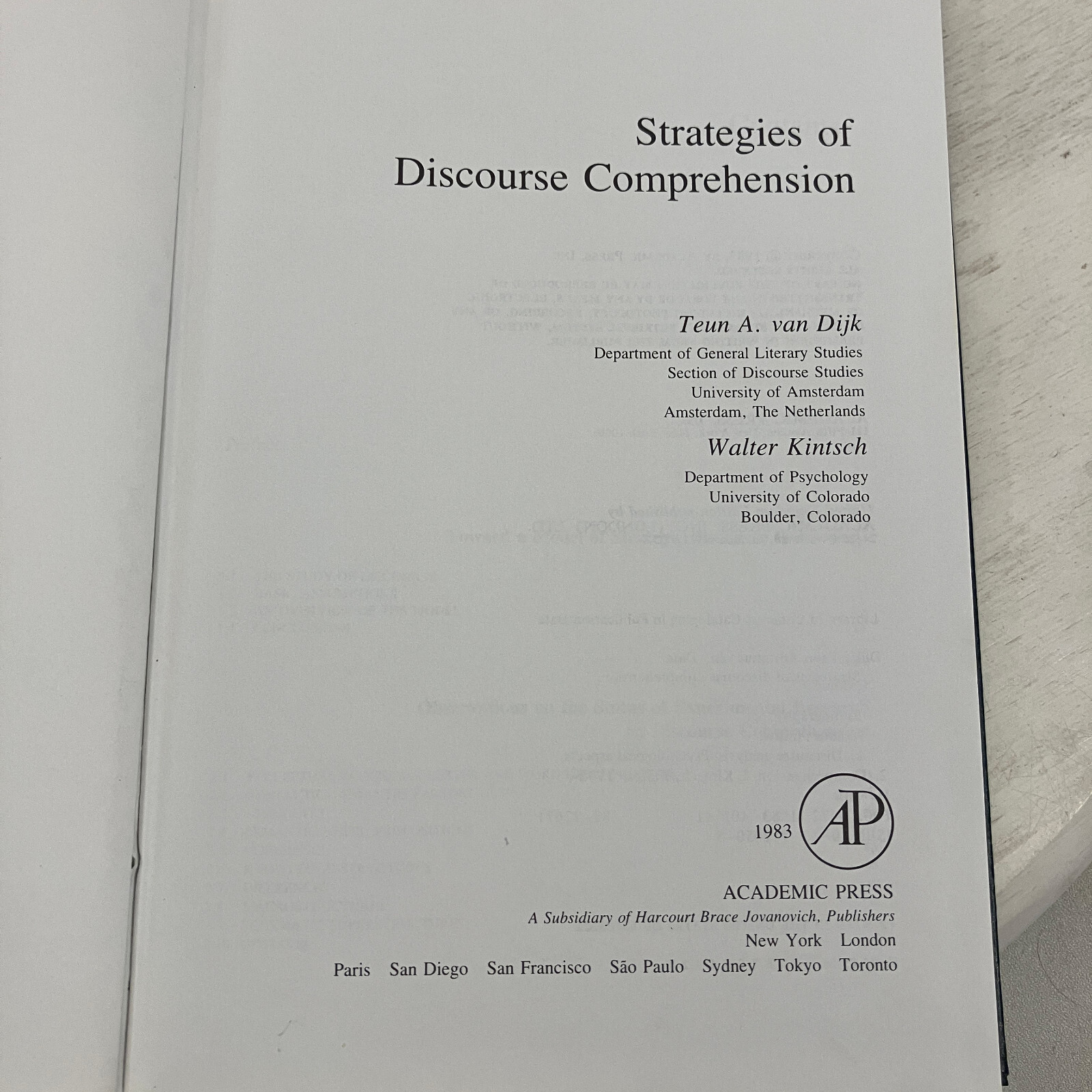 Monograph Ser.: Strategies of Discourse Comprehension by Walter Kintsch ...