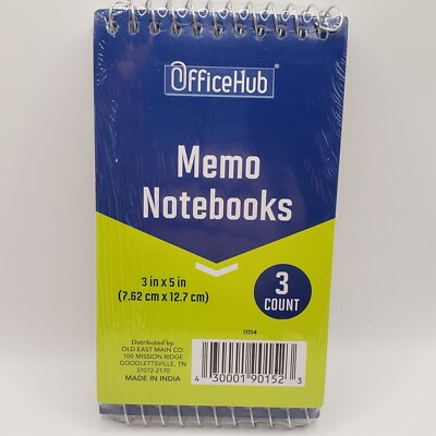 Office Hub Memo Notebooks 3" x 5" 3 Count Pack Home Office Shop Garage ...