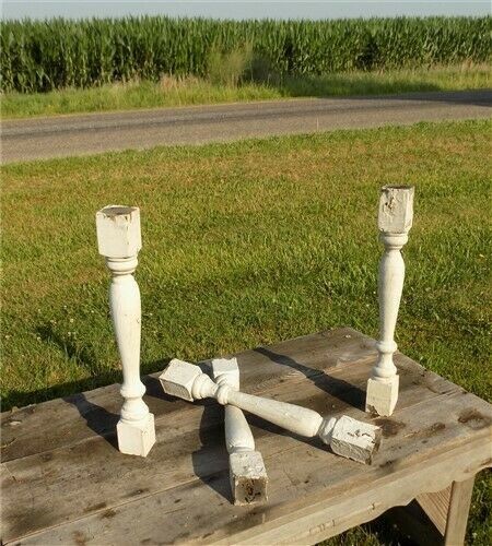 4 Balusters White Wood Architectural Salvage Spindles Porch Post House ...