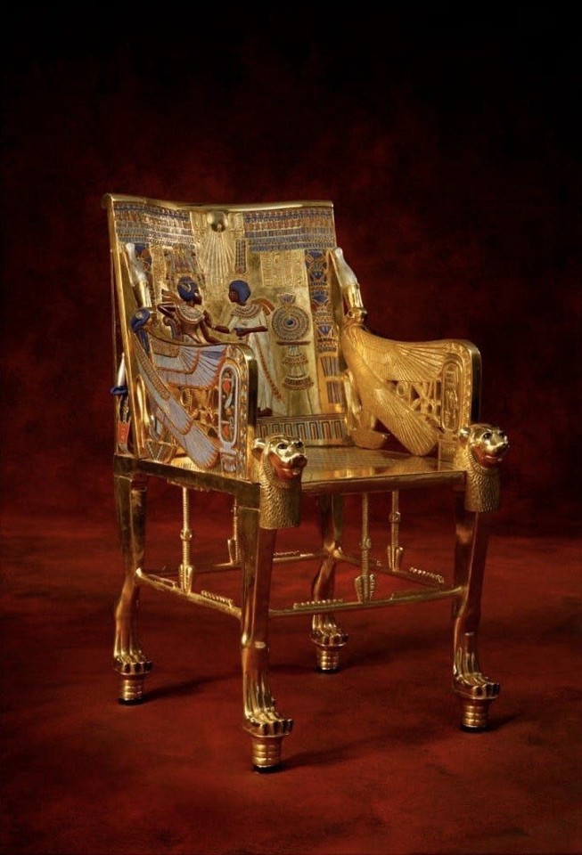 King Tut Throne Chair 24K –Life Sized- Authentic Replica from the ...