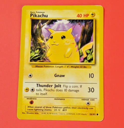 Pikachu 1999 Yellow Cheeks Vintage Pokemon Card 58/102 (NM) | eBay