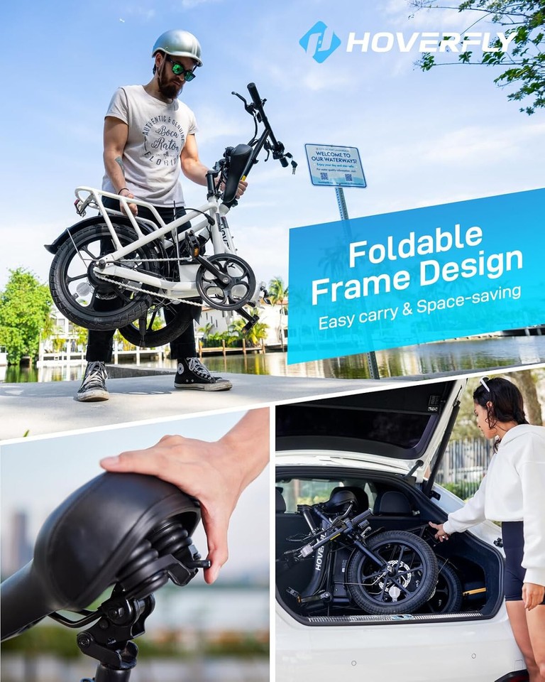 HOVERFLY H3 16" Electric Bike, Max 28Miles Range(Pedal-Assist) Folding ...