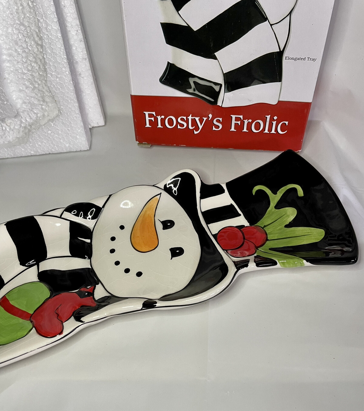 2010 Fitz and Floyd Frosty’s Frolic Christmas Snowman Elongated Serving ...
