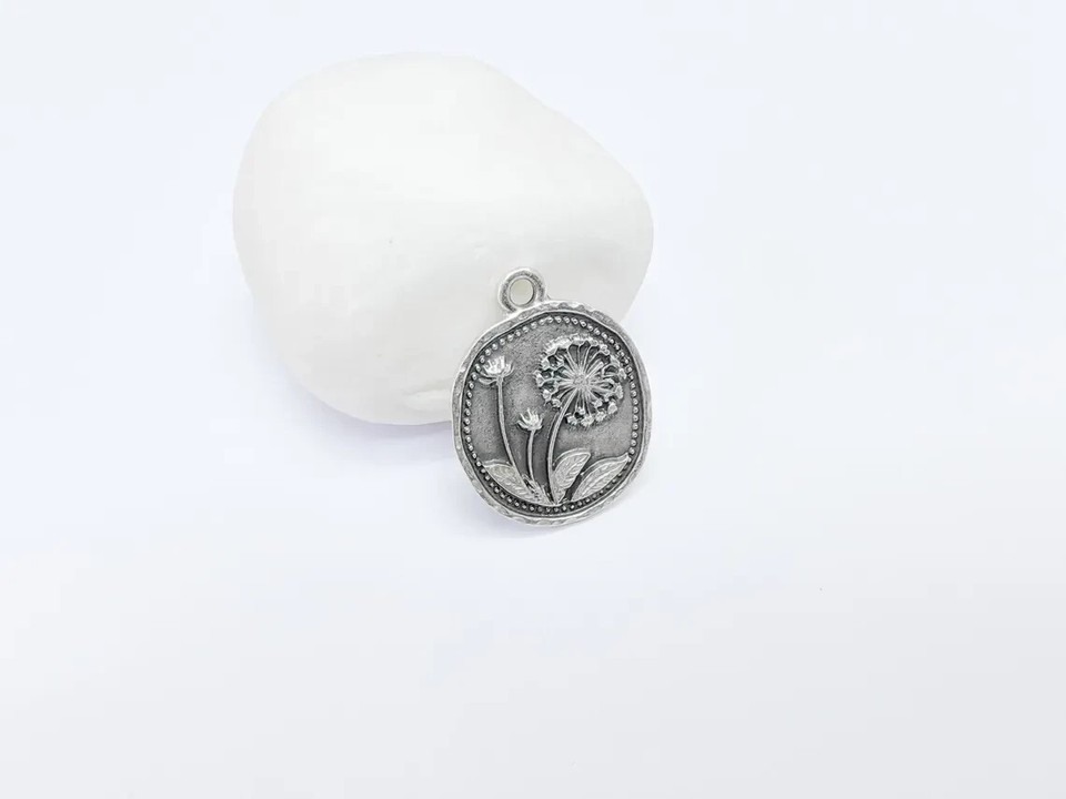 Dandelion Charms, Silver Flower Charms, Boho Charms, Earring Charms ...