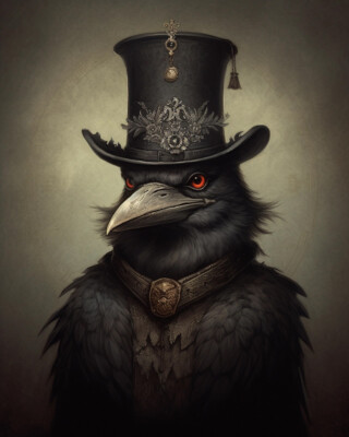 Victorian Gentleman Raven Crow Avian Portrait Fine Art Giclee Print A86 ...