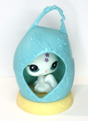 McDonald's Littlest Pet Shop LPS Cat in Cage-2009 Aqua Yellow White | eBay