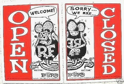 Rat Fink OPEN / CLOSED Shop Garage Sign Bedroom Business | eBay