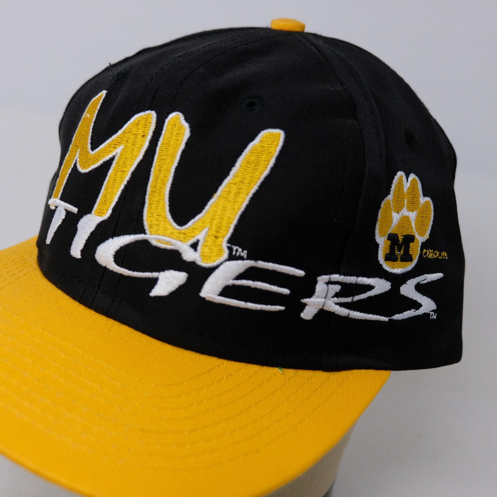 Rare Vintage NCAA Missouri Mizzou MU Tigers Snapback Hat Cap 90s Black ...