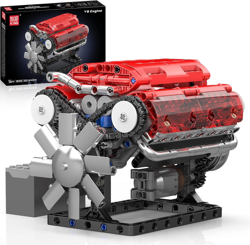 10155 V8 Engine Model Kit - 552 Pcs to Build Your Own Mini Engine That ...