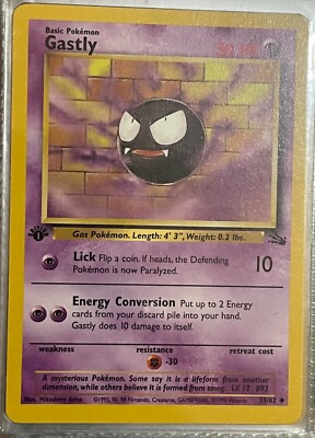 Pokemon Fossil 1st Edition Uncommon card Gastly#33 Nm-MINT Unplayed ...