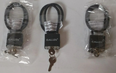 Lot of 3 Allen 15" Cable Gun Locks w/ 2 Keys Shotgun Rifle Handgun ...