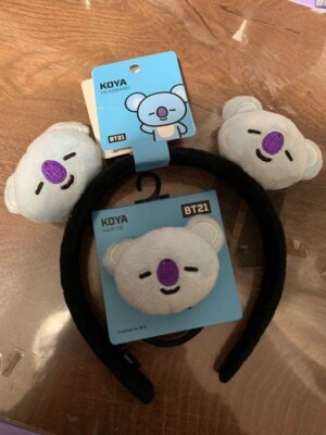 BTS BT21 Official KOYA Headband Hair tie Set Line Friends RM Kpop FUN ...