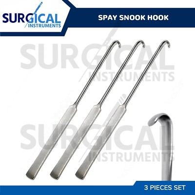 3 Pcs Spay Snook Hook Veterinary Surgical Instruments Stainless German ...