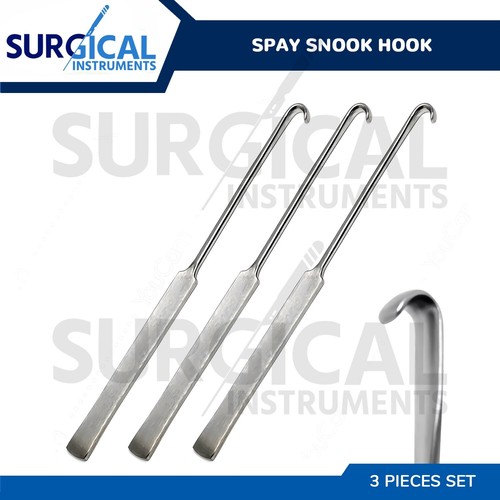 3 Pcs Spay Snook Hook Veterinary Surgical Instruments Stainless German ...
