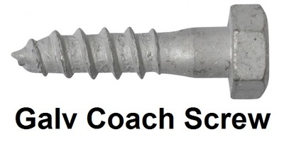Qty 500 Hex Coach Screw M6 (6mm) x 75mm Galvanised Lag Bolt Gal HDG ...