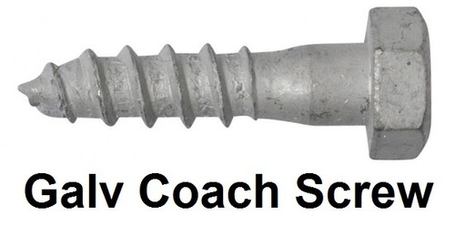 Qty 10 Hex Coach Screw M12 (12mm) x 100mm Galvanised Lag Bolt Gal HDG ...