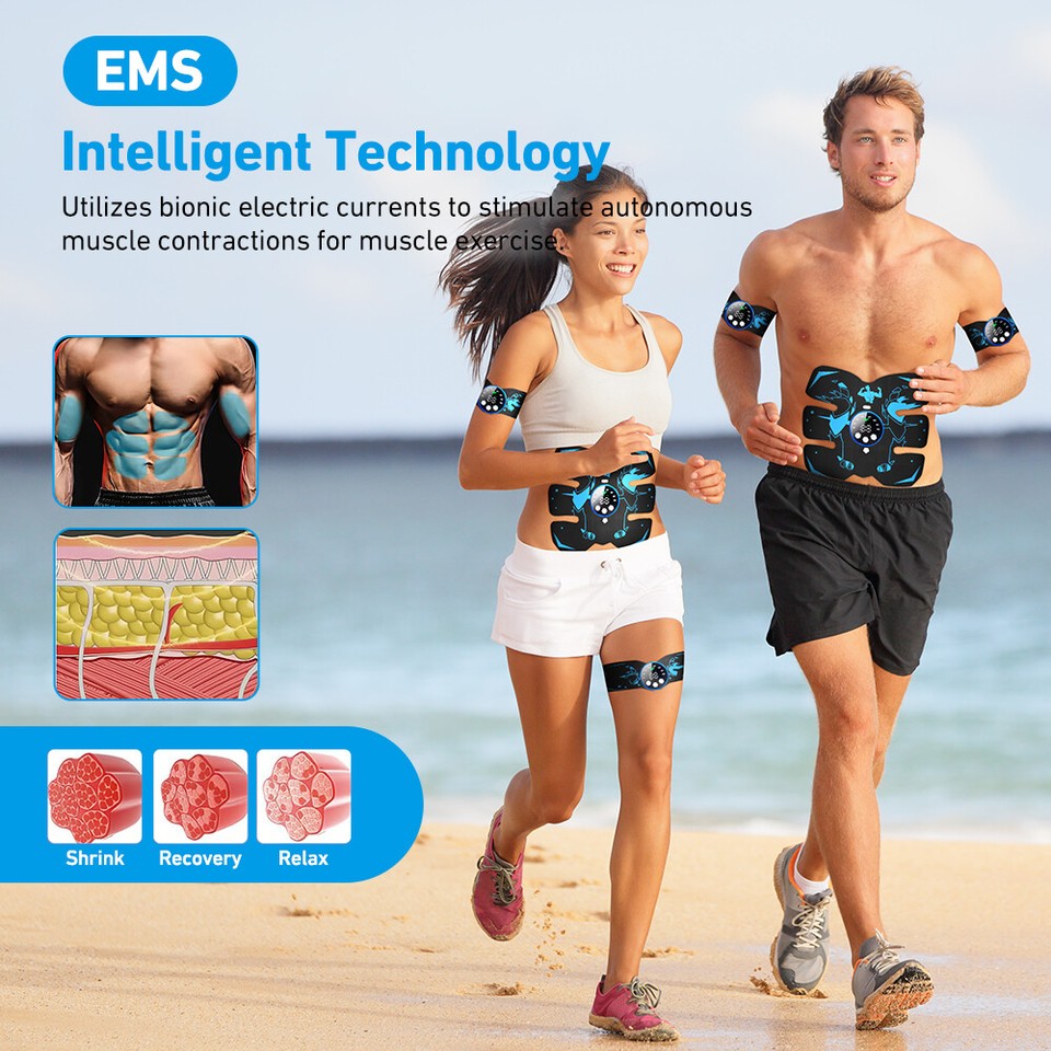 Muscle Stimulator EMS Ab Trainer Tens Unit Portable Stimulater Abs ...
