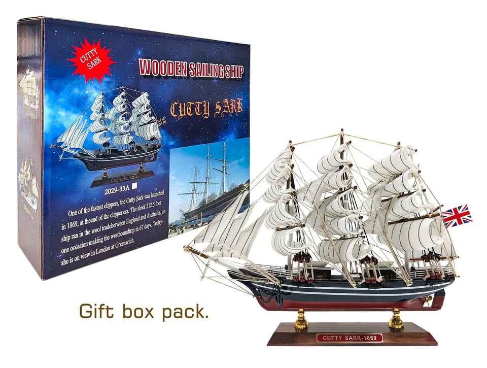 SAILINGSTORY Wooden Model Ship Clipper Cutty Sark 1/195 Scale Replica ...