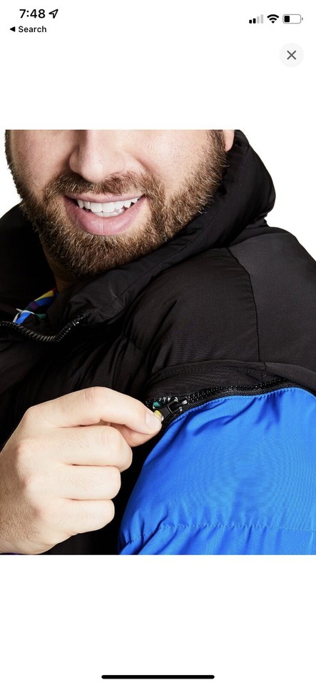 Lego X Target Mens Puffer Jacket Striped Unisex NWT Blue Purple Black ...