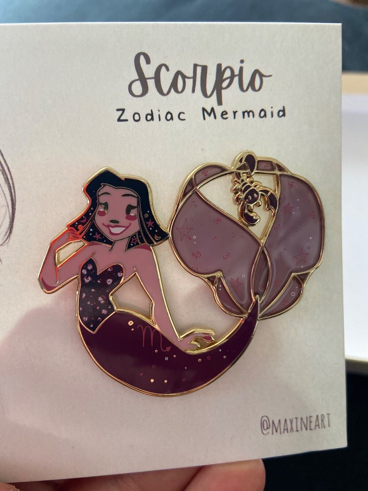 Maxine Art Mermaid Zodiac Enamel Pin - Scorpio 2022 - Gem
