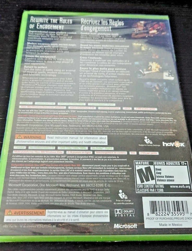 Shadowrun (Microsoft Xbox 360, 2007) 882224344111| eBay