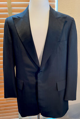 HICKEY FREEMAN Black One Button Satin Lapel Tuxedo Dinner Jacket Size ...